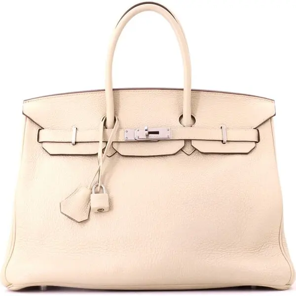 Hermès Birkin 35 Handbag Light Clemence With Palladium Hardware - Parchemin
