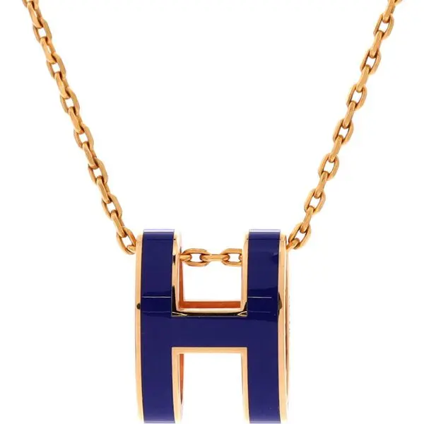 Hermès Pop H Pendant Chain Necklace Metal And Enamel - Blue