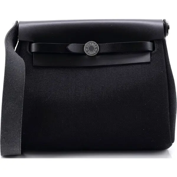 Hermès Herbag Zip Toile And Leather 20 - Black