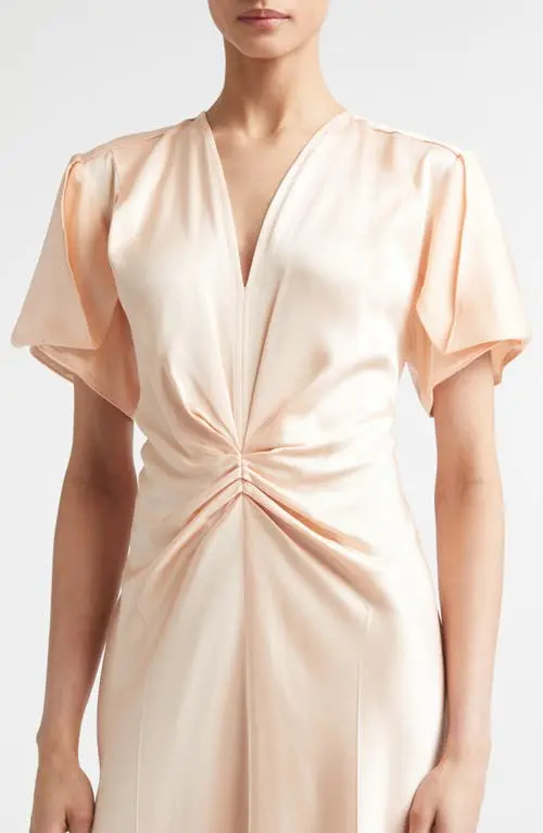 Victoria Beckham Eve Ruched Satin Trumpet Dress