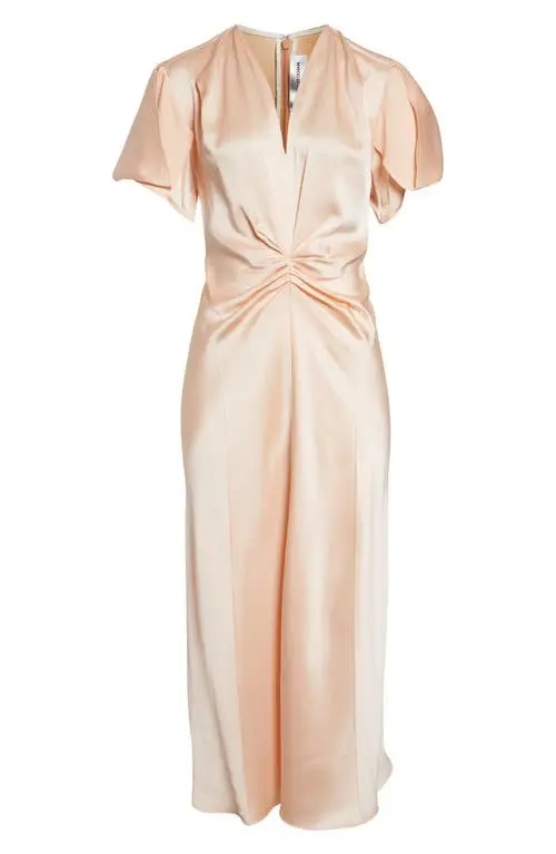 Victoria Beckham Eve Ruched Satin Trumpet Dress