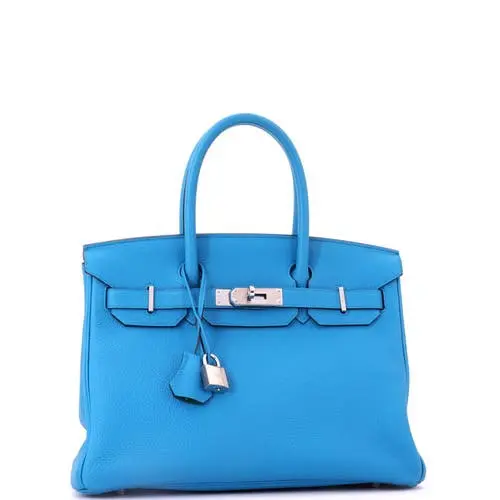 Hermès Birkin Handbag Verso Togo With Palladium Hardware 30 - Blue