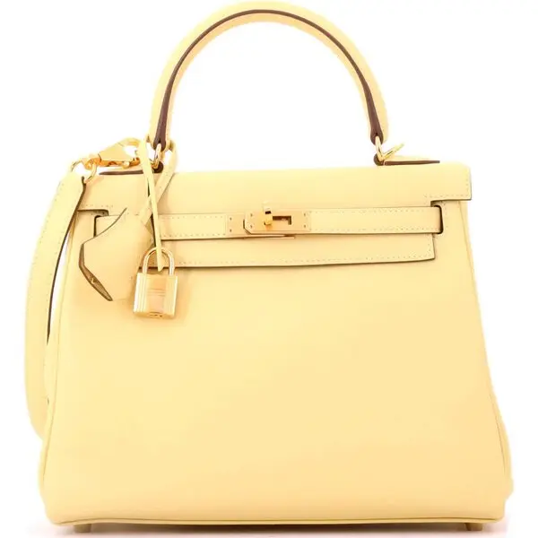 Hermès Kelly Handbag Yellow Swift With Gold Hardware 25 - Jaune Poussin