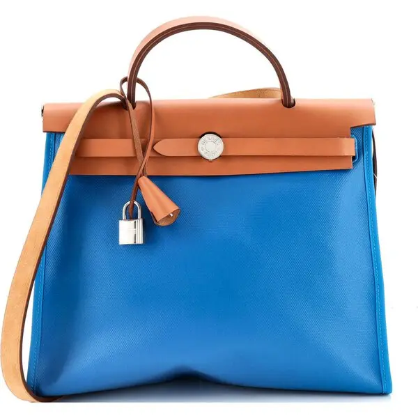 Hermès Herbag Zip Leather And Toile 31 - Bleu Frida