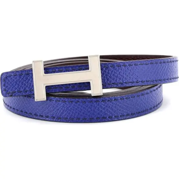 Hermès Focus Reversible Belt Leather Thin - Blue