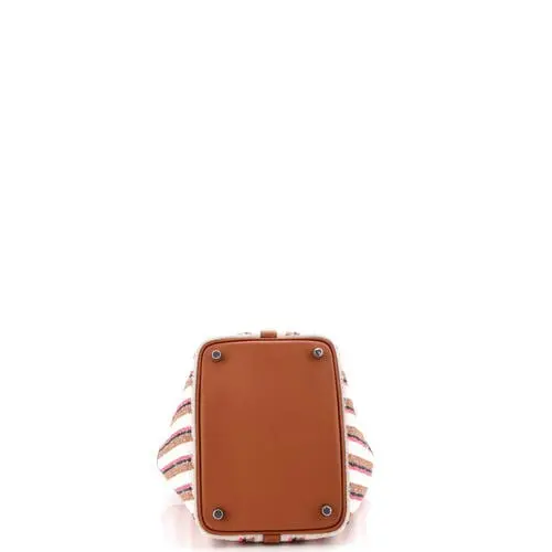 Hermès Couverture Lignes Picotin Lock Bag Embroidered Canvas And Swift Pm - Gold