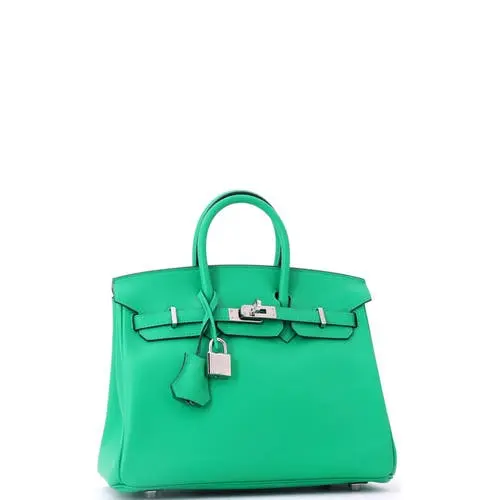 Hermès Birkin Handbag 25 Green Swift With Palladium Hardware - Menthe