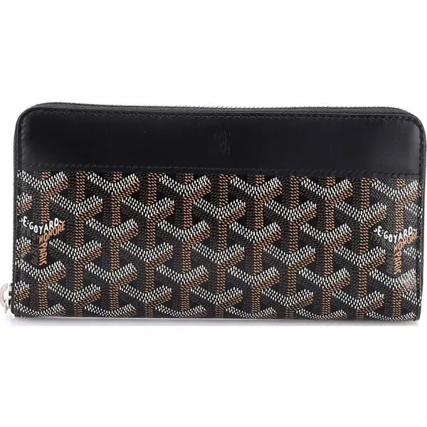 Goyard Matignon Zip Wallet Coated Canvas With Leather - Black
