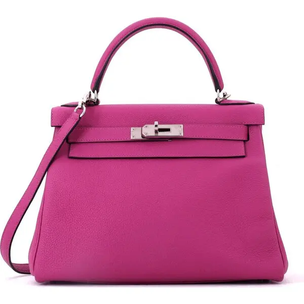 Hermès Kelly Handbag Togo With Palladium Hardware 28 - Rose Pourpre