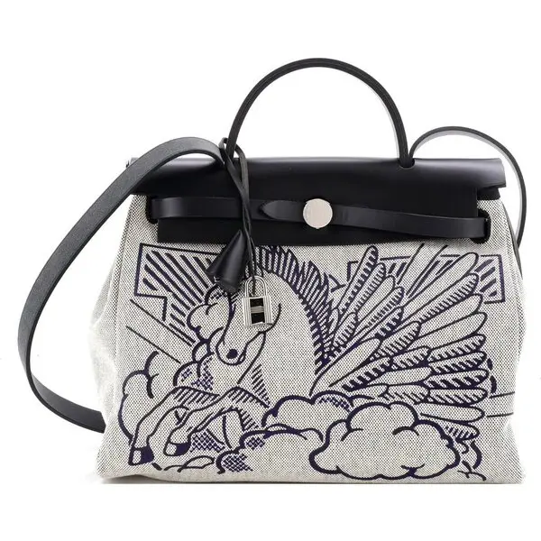 Hermès Herbag Zip Pegase Pop Toile And Leather 31 - Noir