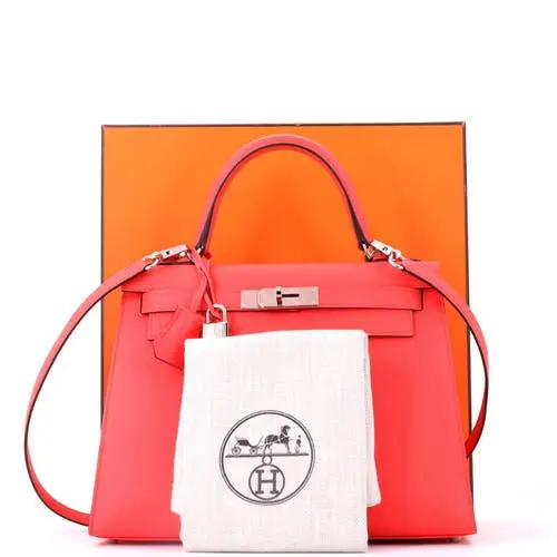 Hermès Kelly Handbag Epsom With Palladium Hardware 28 - Pink