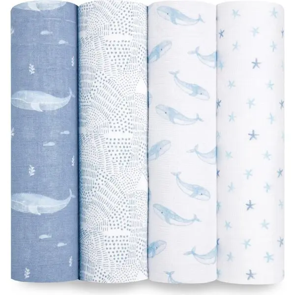 ADEN + ANAIS Boutique 4-pack 100% Organic Cotton Muslin Swaddles - Oceanic