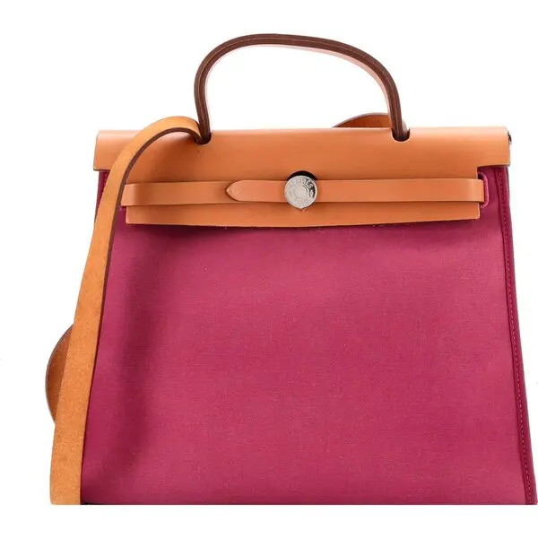 Hermès Herbag Zip Leather And Toile 31 - Pink