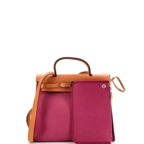 Hermès Herbag Zip Leather And Toile 31 - Pink