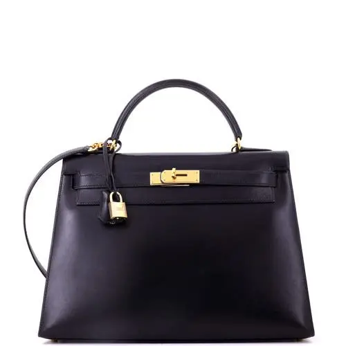 Hermès Kelly Handbag Box Calf Leather 32 - Black