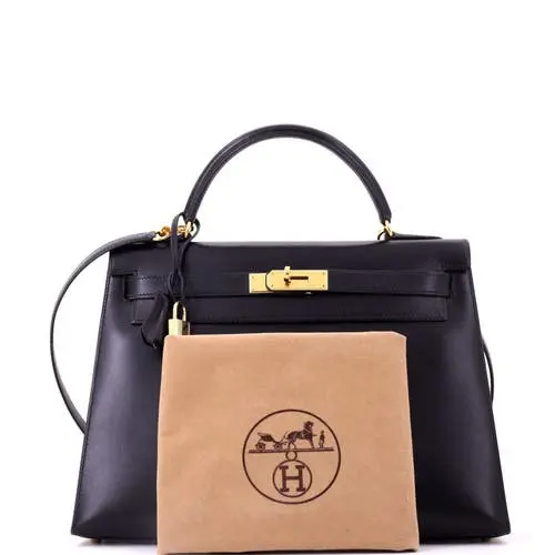 Hermès Kelly Handbag Box Calf Leather 32 - Black