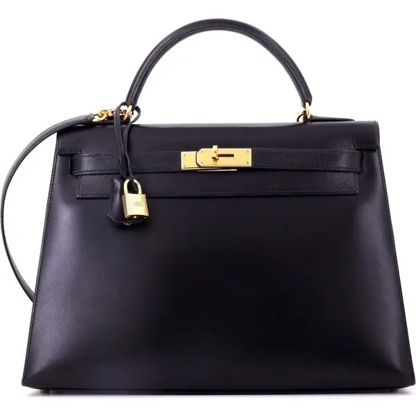 Hermès Kelly Handbag Black Box Calf Leather 32 - Noir