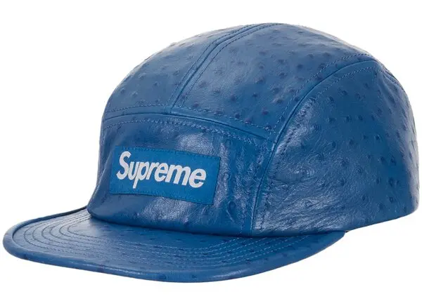 Supreme Ostrich Embossed Leather Goretex Camp Cap - Blue