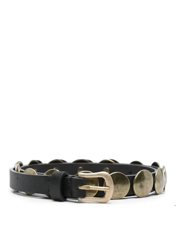 GOLDEN GOOSE Trinidad Thin Studded Belt - Black