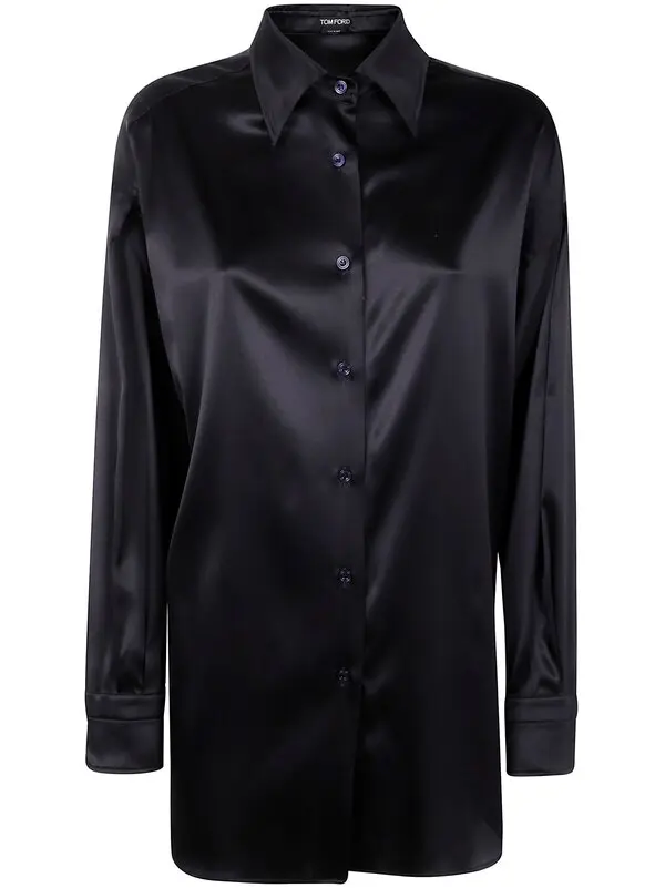 TOM FORD Stretch Silk Satin Shirt - Black