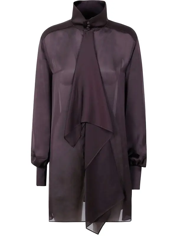 Sacai Satin Draped Dress - Brown