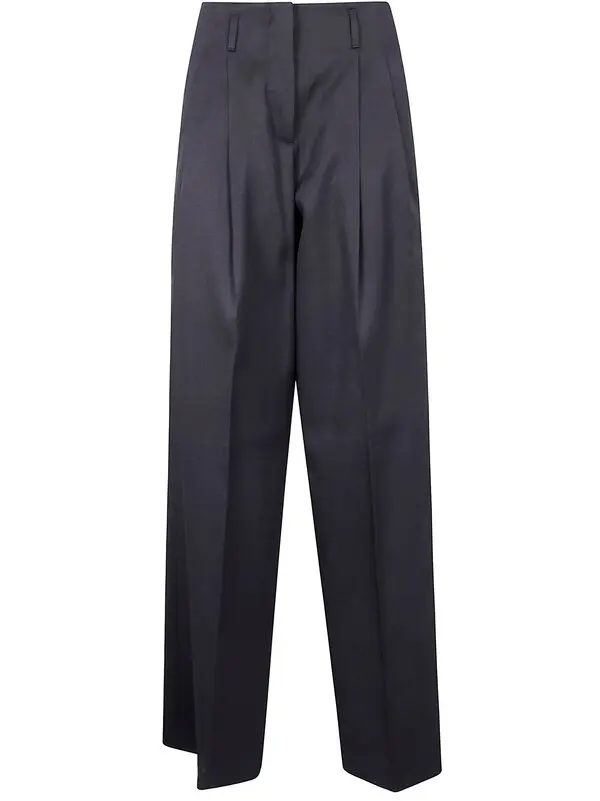 GOLDEN GOOSE Wide Leg Wool Gabardine Pants - Black