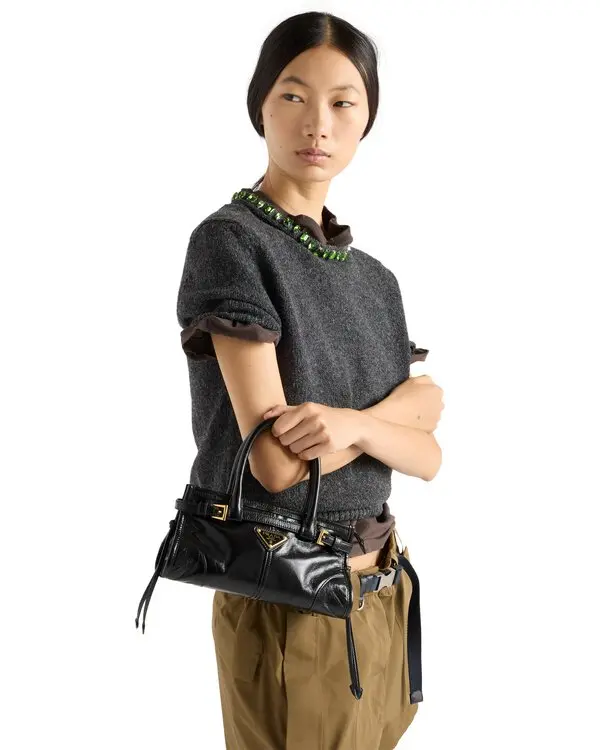 Prada Bonnie Leather Mini Handbag - Black