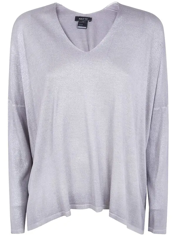 Avant Toi Oversized V-neck Pullover - Gray