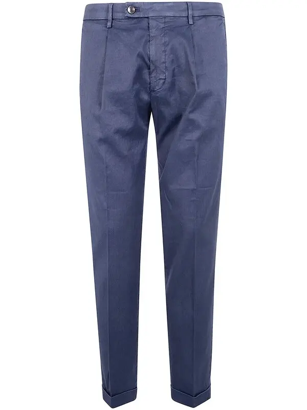 MICHAEL COAL Linen Classic Trousers - Blue