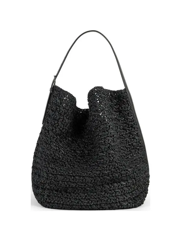 TOTEME Belted Raffia Tote Bag - Black