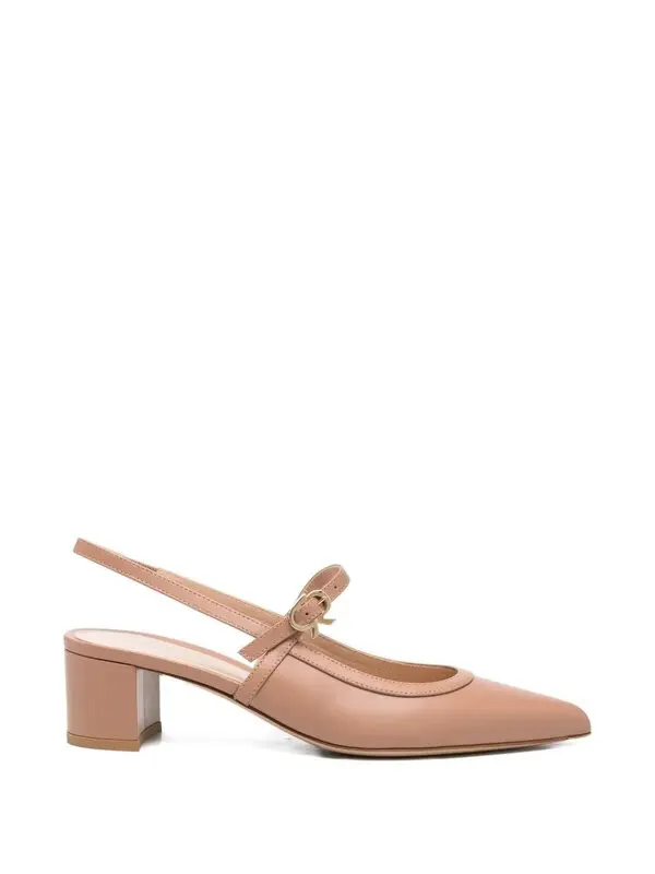 GIANVITO ROSSI Allette Calf Leather Low Heel Pump - Beige