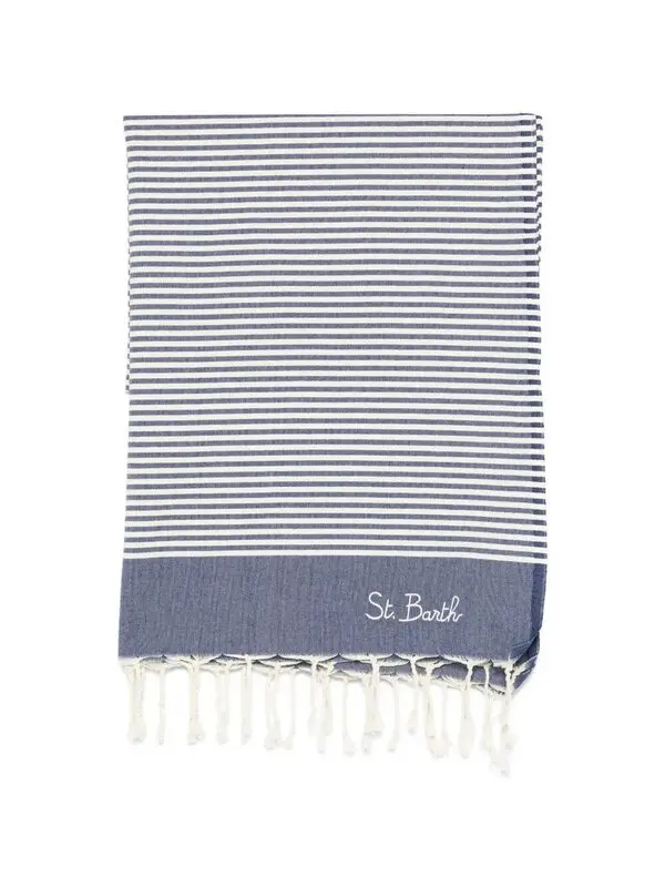 MC2 SAINT BARTH Foutas Horizontal Stripes Sea Towel - Blue