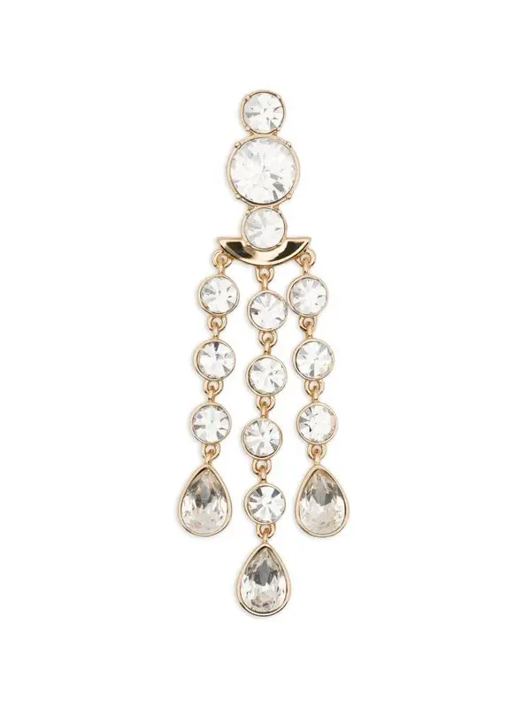 SELF-PORTRAIT Gold Crystal Tiered Droplet Earrings - Metallic