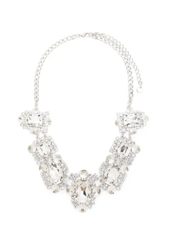 SELF-PORTRAIT Crystal Cluster Necklace - Metallic