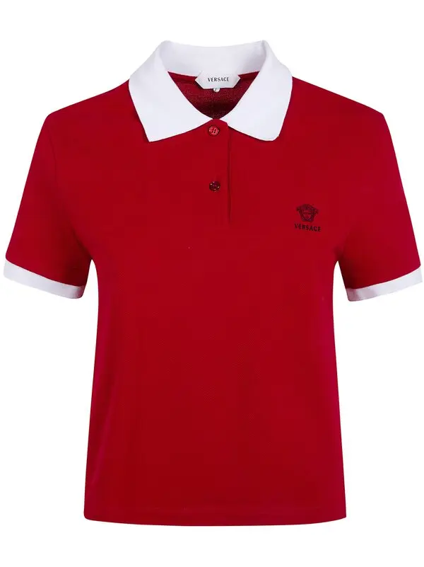 Versace Polo Piquet With Logo And "medusa" Embroidery - Red