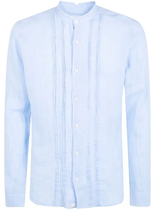 TINTORIA MATTEI 954 Pleated Linen Shirt - Blue