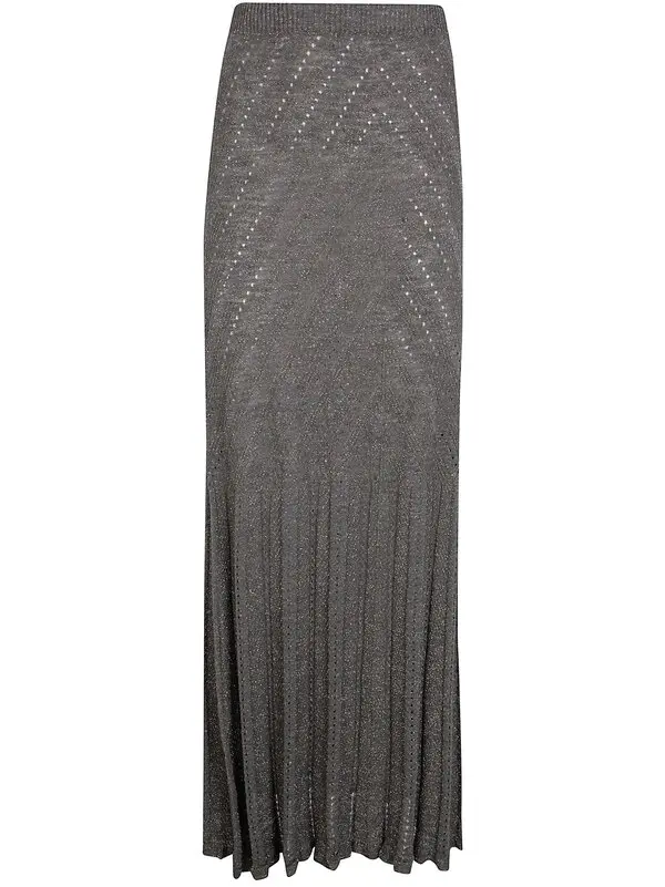 TWINSET Lurex-accented Linen-blend Skirt - Green