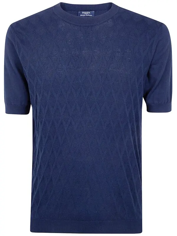 BARBA NAPOLI Embroidered Round Neck Sweater - Blue