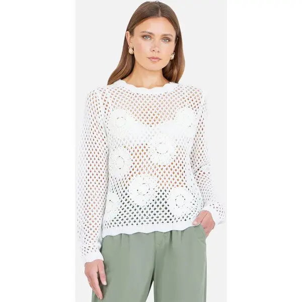 YUMI Crochet Floral Jumper - White