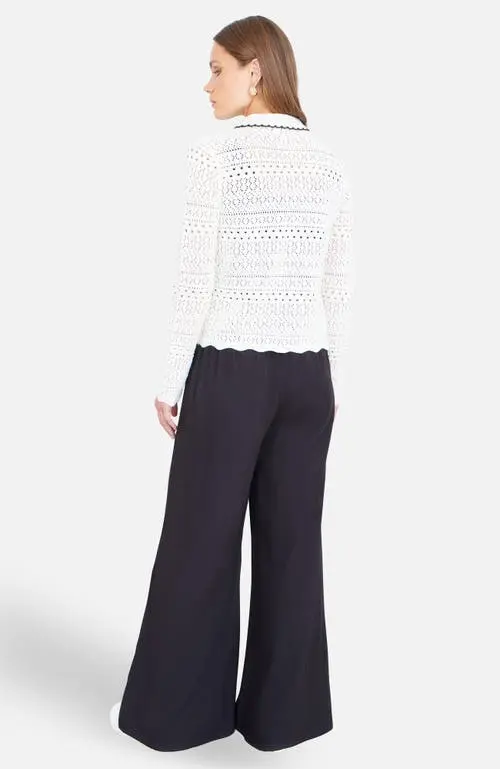 YUMI Peter Pan Collar Knitted Cardigan - Ivory