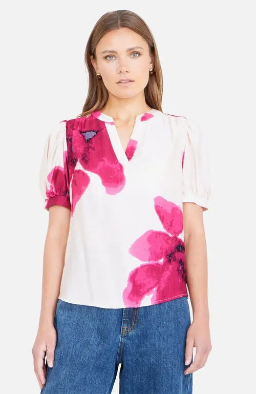 YUMI Floral Print Viscose Top - Pink