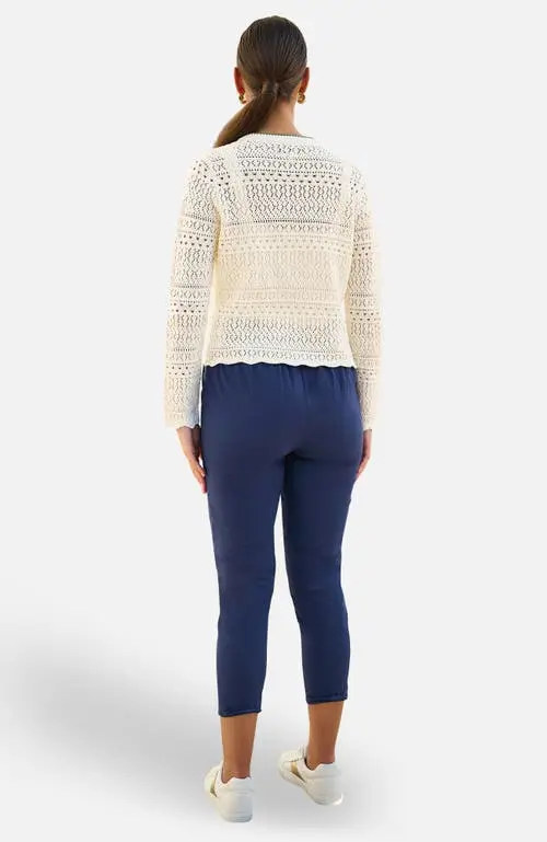 YUMI Crochet-knit Tie-front Cardigan - Ivory