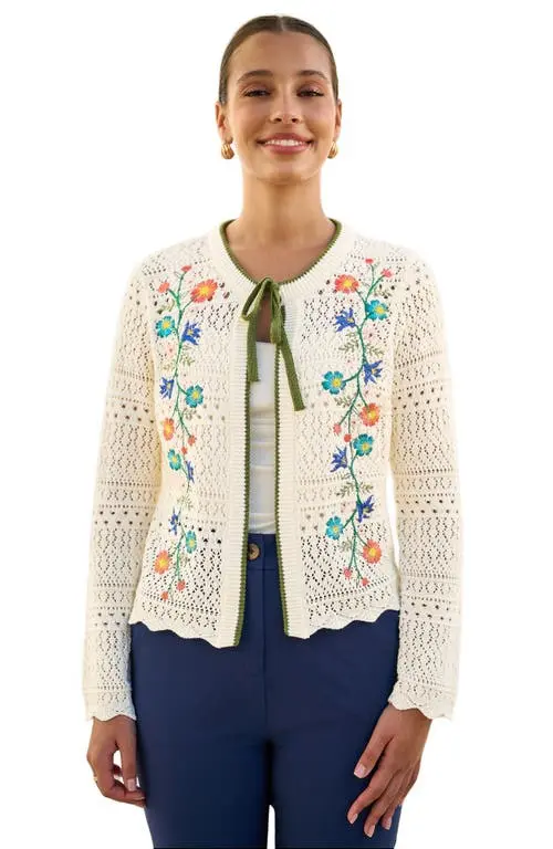 YUMI Crochet-knit Tie-front Cardigan