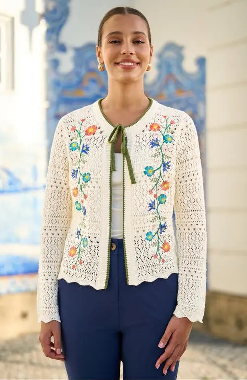 YUMI Crochet-knit Tie-front Cardigan