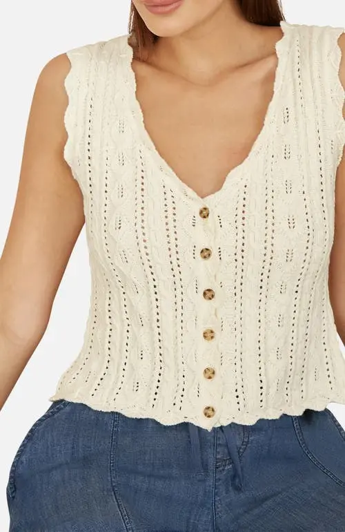 YUMI V-neck Crochet Knit Top