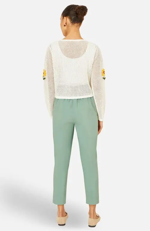 YUMI Crochet Embroidered Flower Cardigan