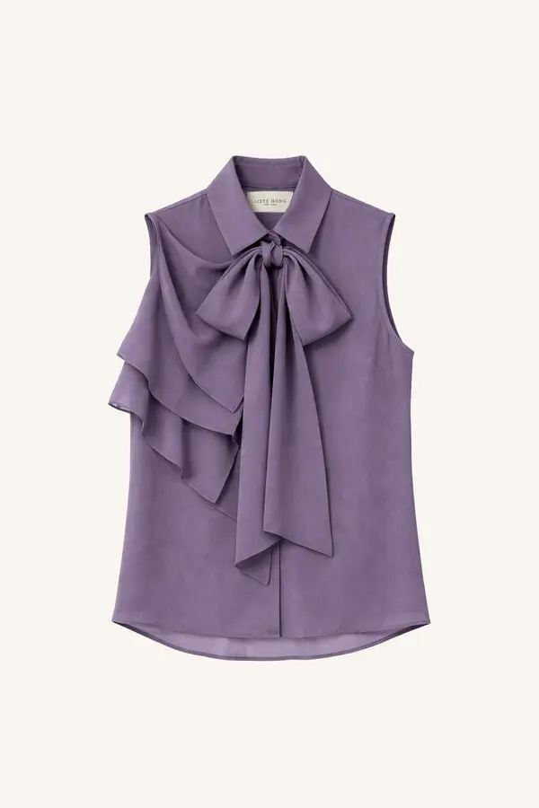 Aiste Hong Ruffle Tie-neck Blouse - Grape
