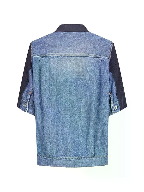 Sacai Panelled Denim-knit Cardigan