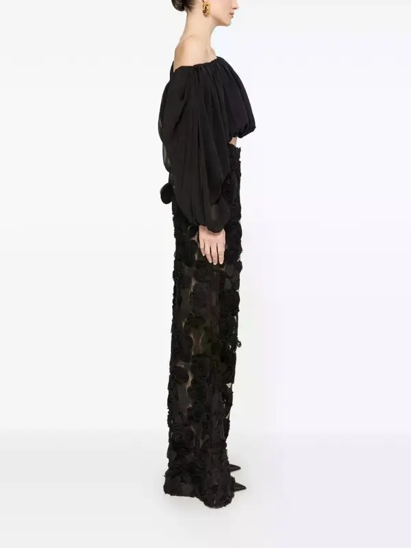 NISSA Asymmetrical Chiffon Cropped Top