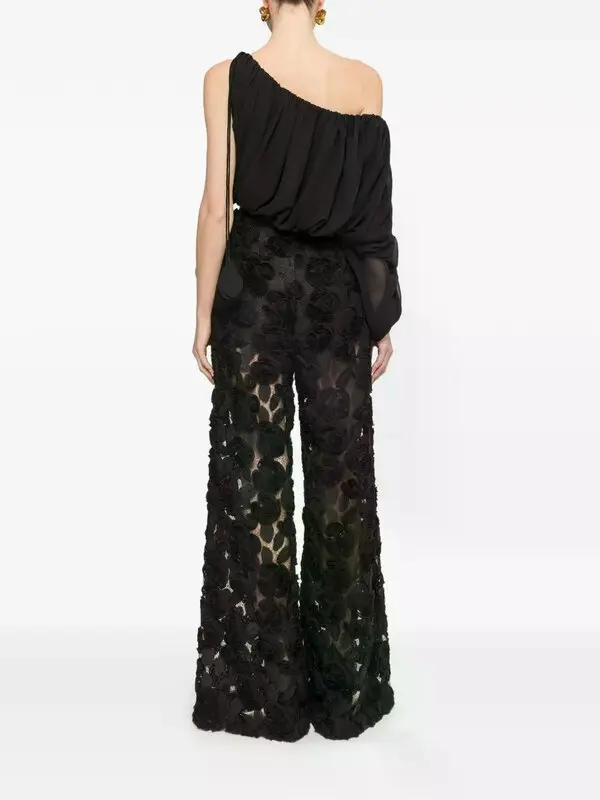 NISSA Asymmetrical Chiffon Cropped Top